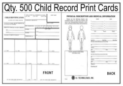 Child Identification Fingerprinting Cards