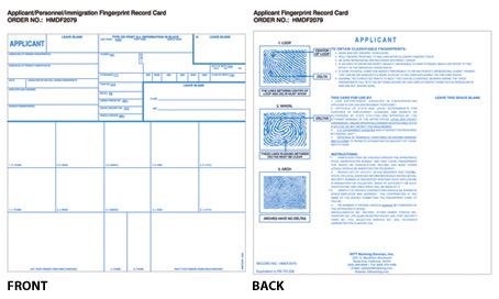 Personal Fingerprint Record Cards